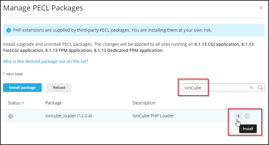 How To Enable The Ioncube Loader Module For Php Shipped With Plesk On Linux Plesk 