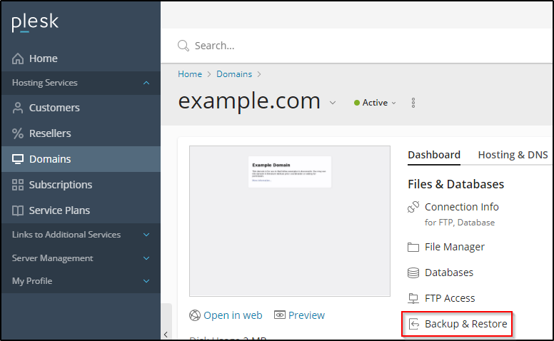Local Backup Structure In Plesk For Linux Plesk