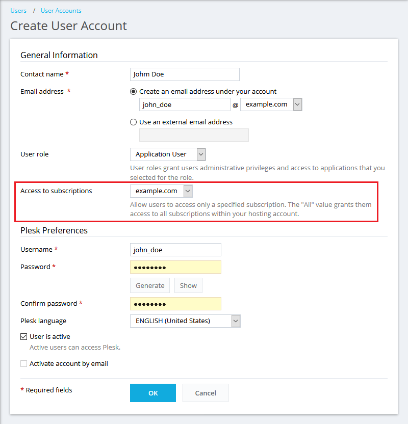 How To Create A Plesk User With Access To All Subscriptions Or A Particular One Plesk