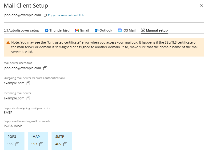 How to configure a mail client for a mailbox created in Plesk? – Plesk