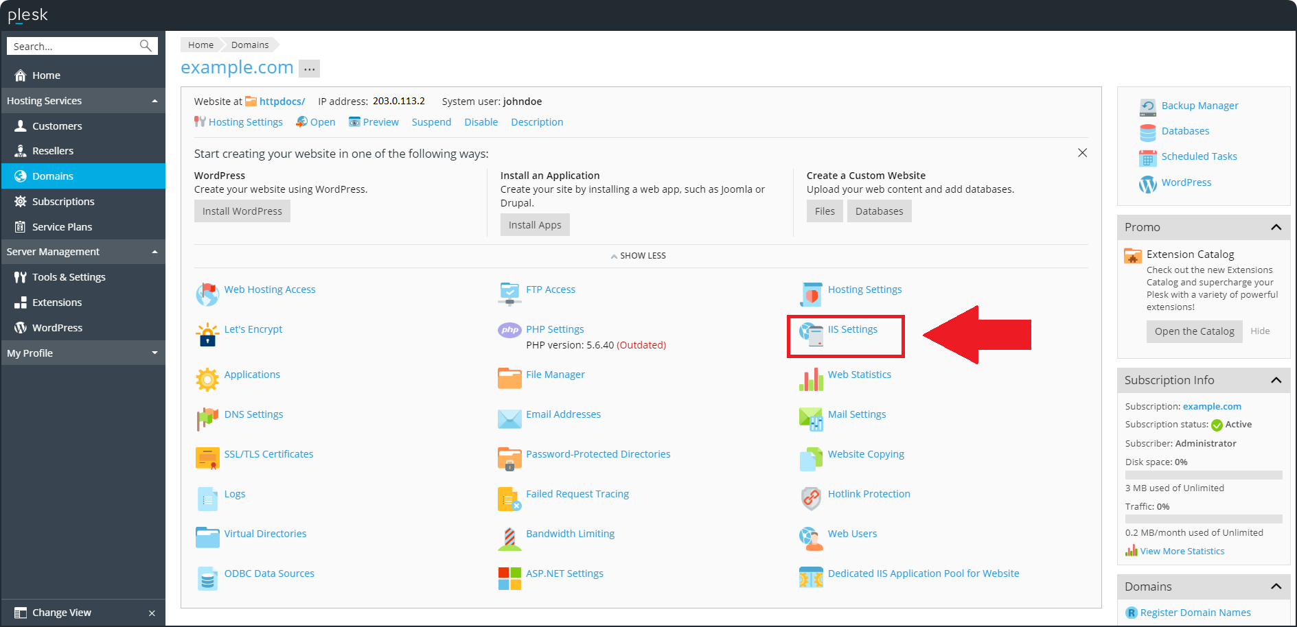 How to allow/restrict connections from an IP address to a website hosted in Plesk on Windows ...