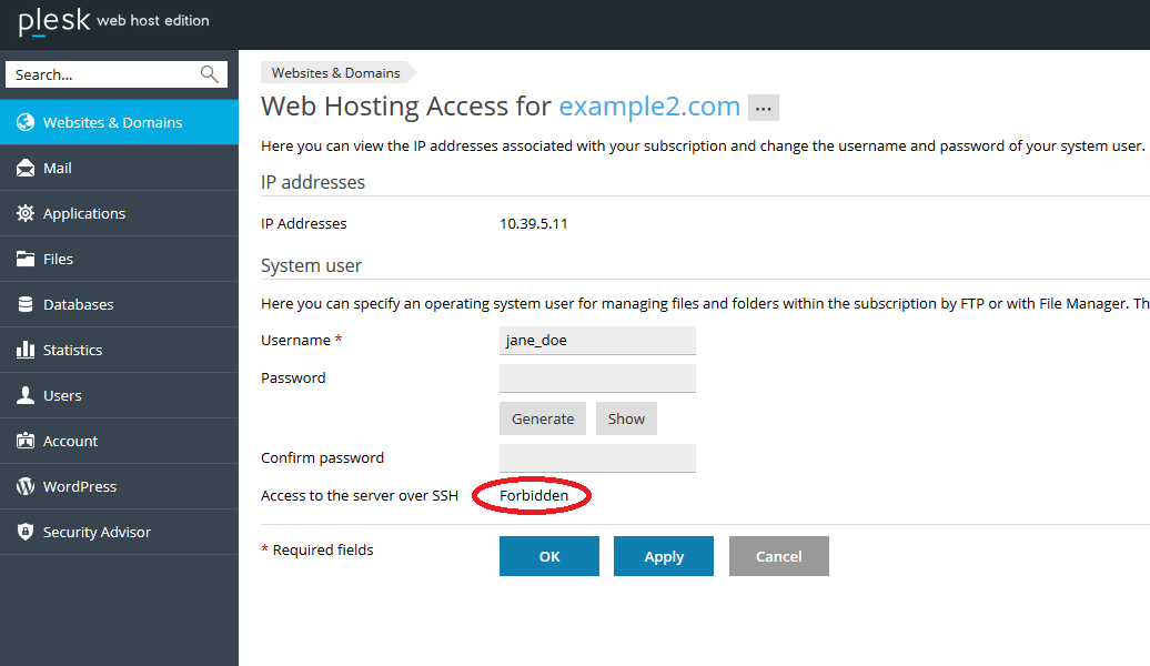 Resellers or customers cannot set non-chrooted shell environments – Plesk