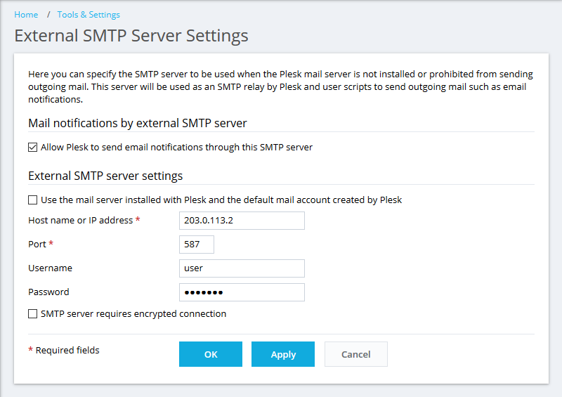 How to configure an external SMTP server in Plesk – Plesk