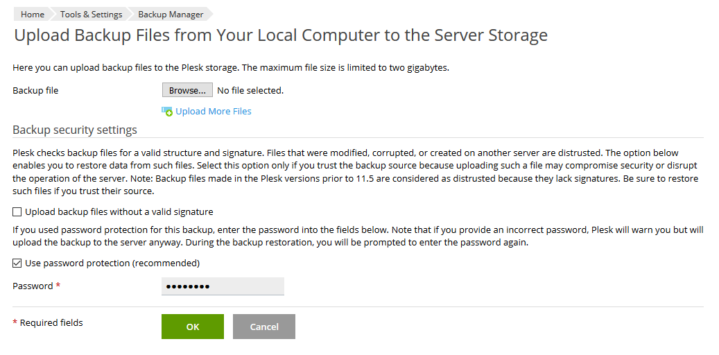 Unable To Import A Plesk Backup From Another Plesk Server The File Was